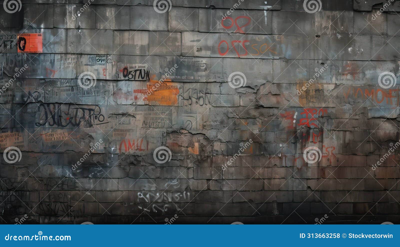 Graffiti Concrete Wall Dark Stock Illustration - Illustration of ...