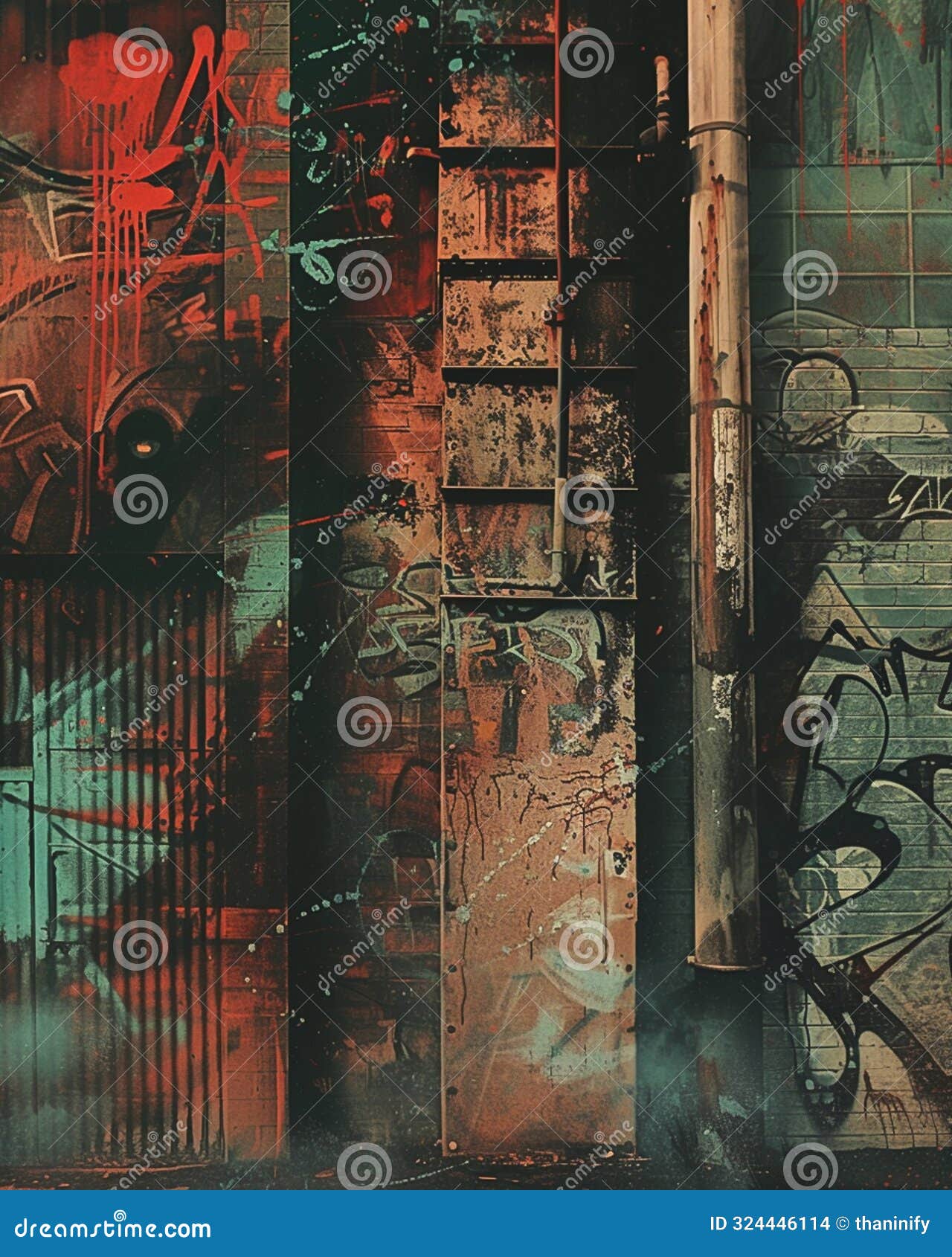 Graffiti on a Wall with a Fire Hydrant and a Fire Hydrant Stock ...