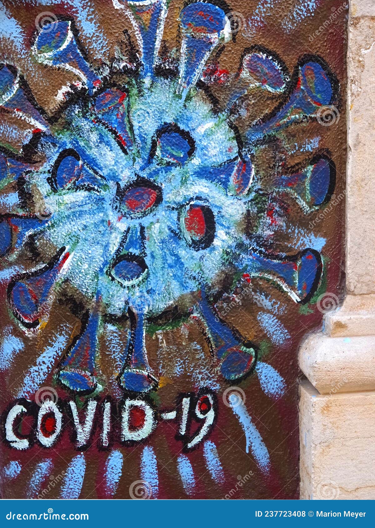Graffiti of a Covid-19 Virus Molecule with Spike Proteins Editorial ...