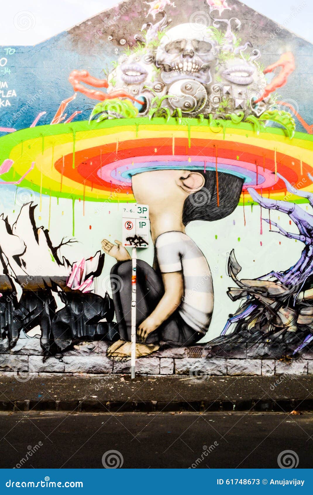 Graffiti with Rainbow Colors Editorial Stock Photo - Image of child ...