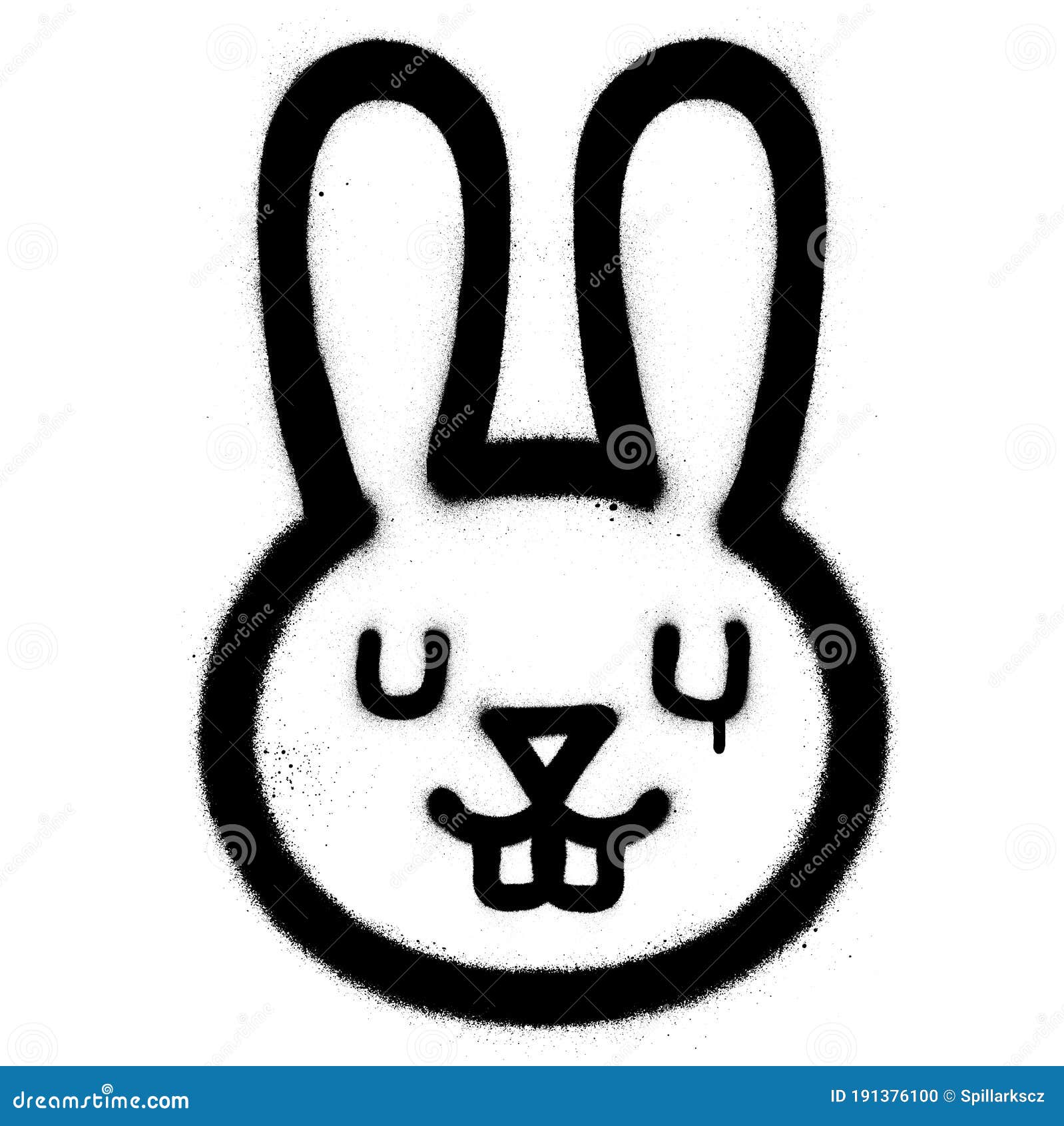 Graffiti Cute Rabbit Sprayed in Black Over White Stock Vector ...