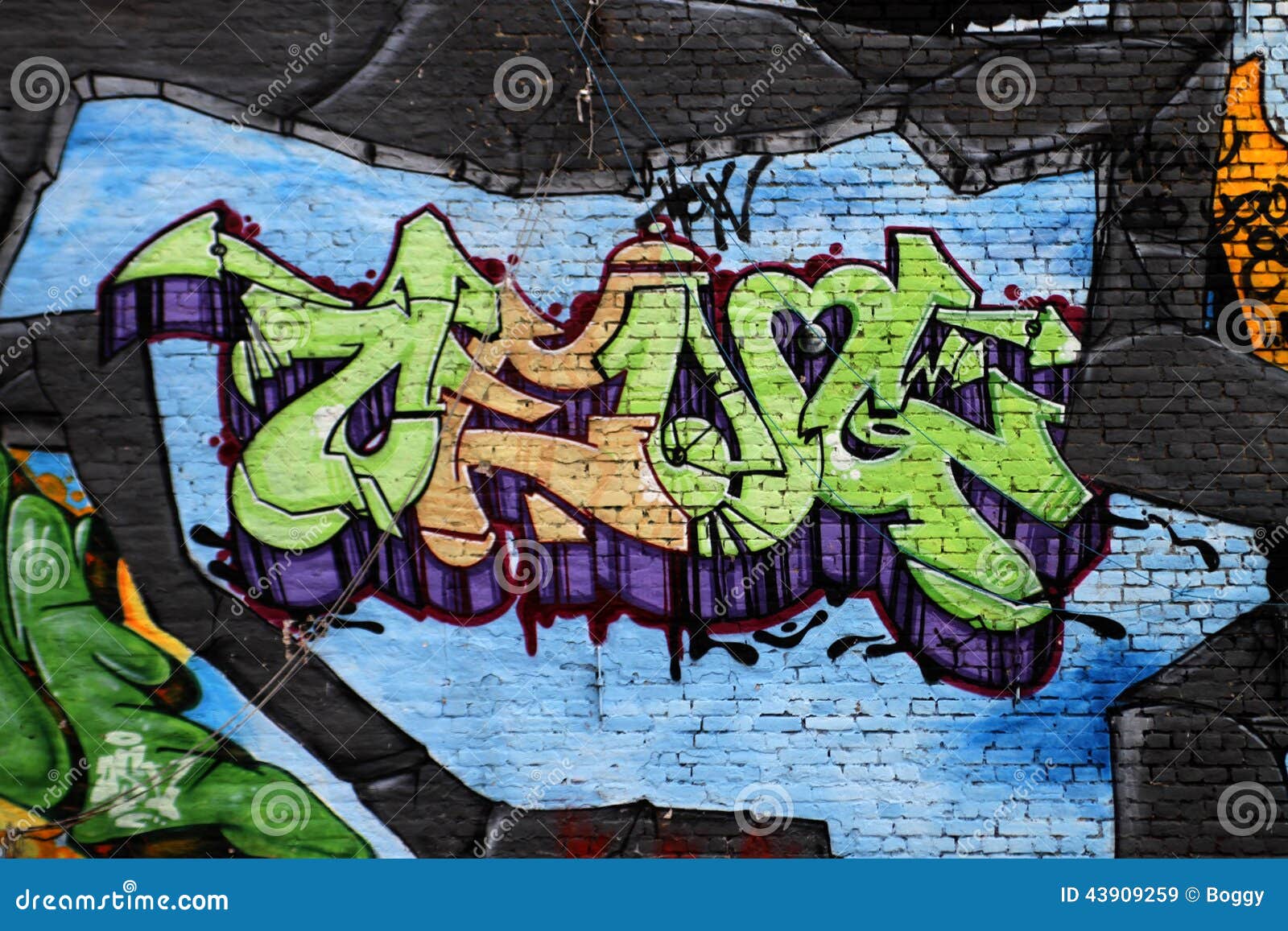 Graffiti editorial stock image. Image of bright, multicolor - 43909259