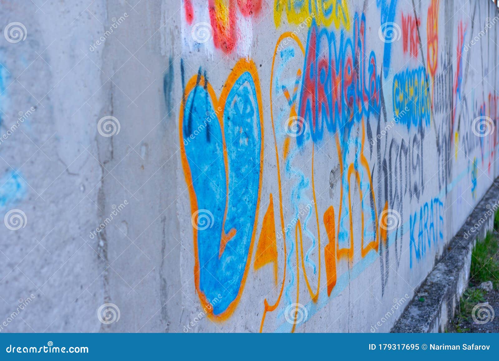 Graffiti with Different Colors on the Fence Stock Image - Image of ...
