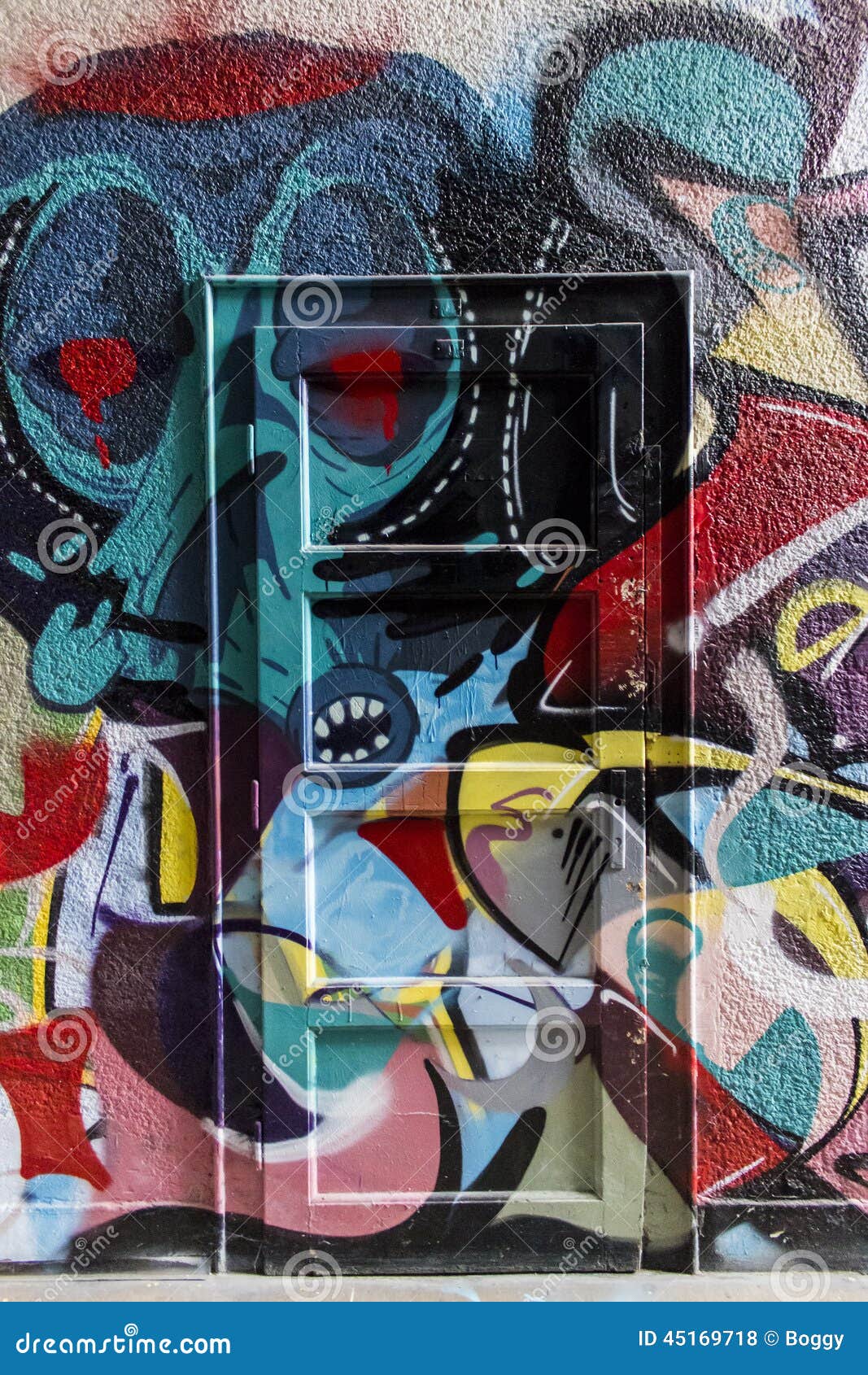 Graffiti door editorial stock photo. Image of spray, street - 45169718