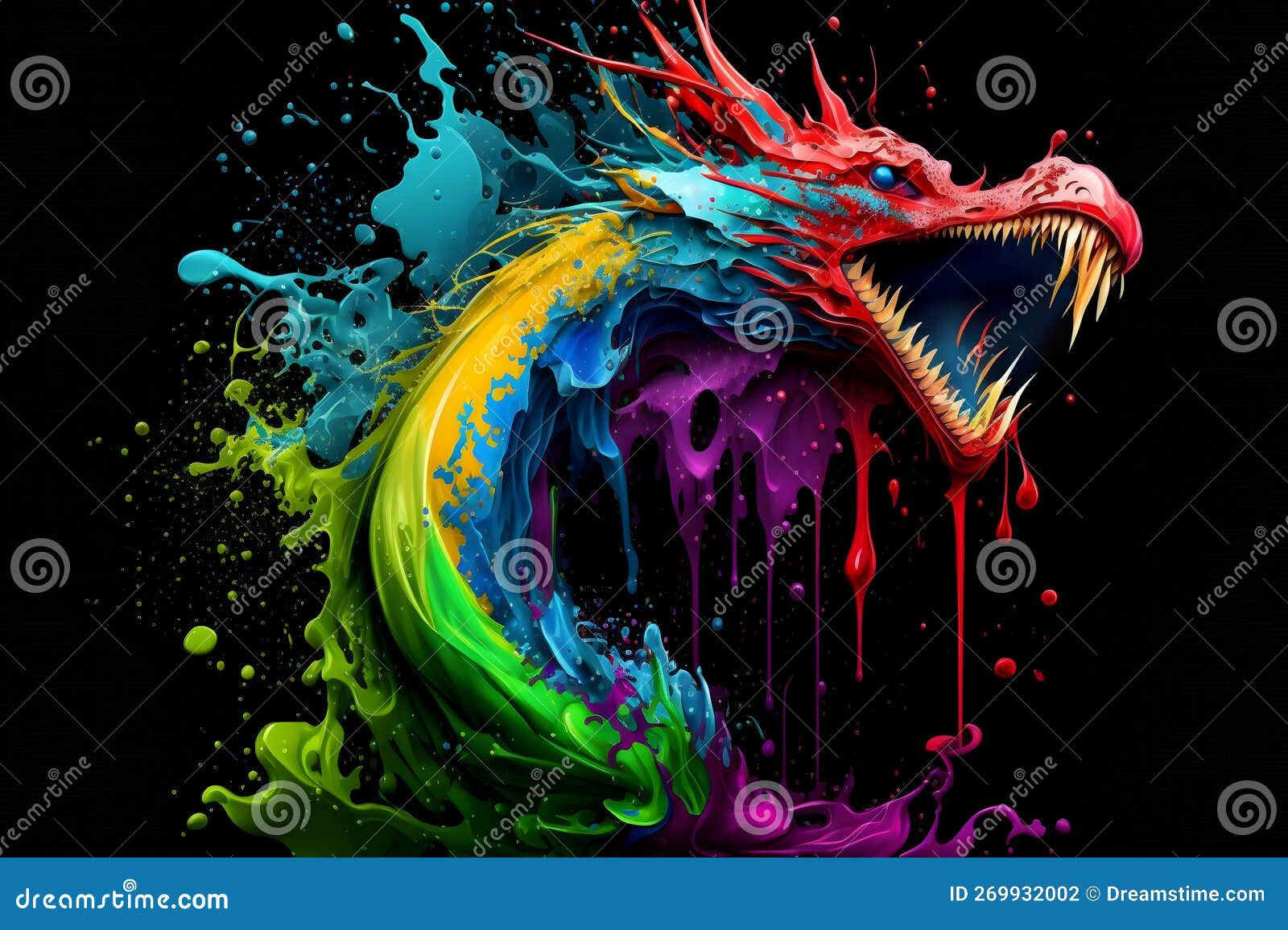 Graffiti with a Dragon on the Wall with a Splash, Color Art Stock ...