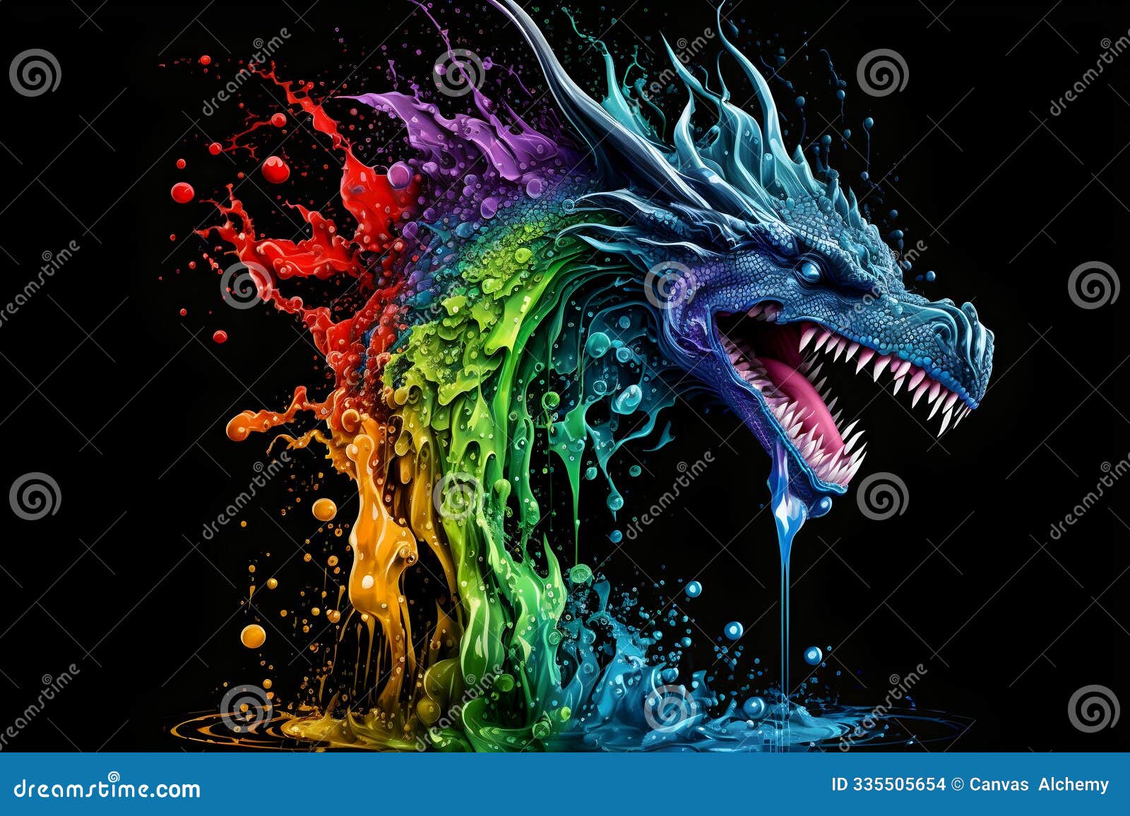 Graffiti with a Dragon on the Wall with a Splash, Color Art Stock Photo ...