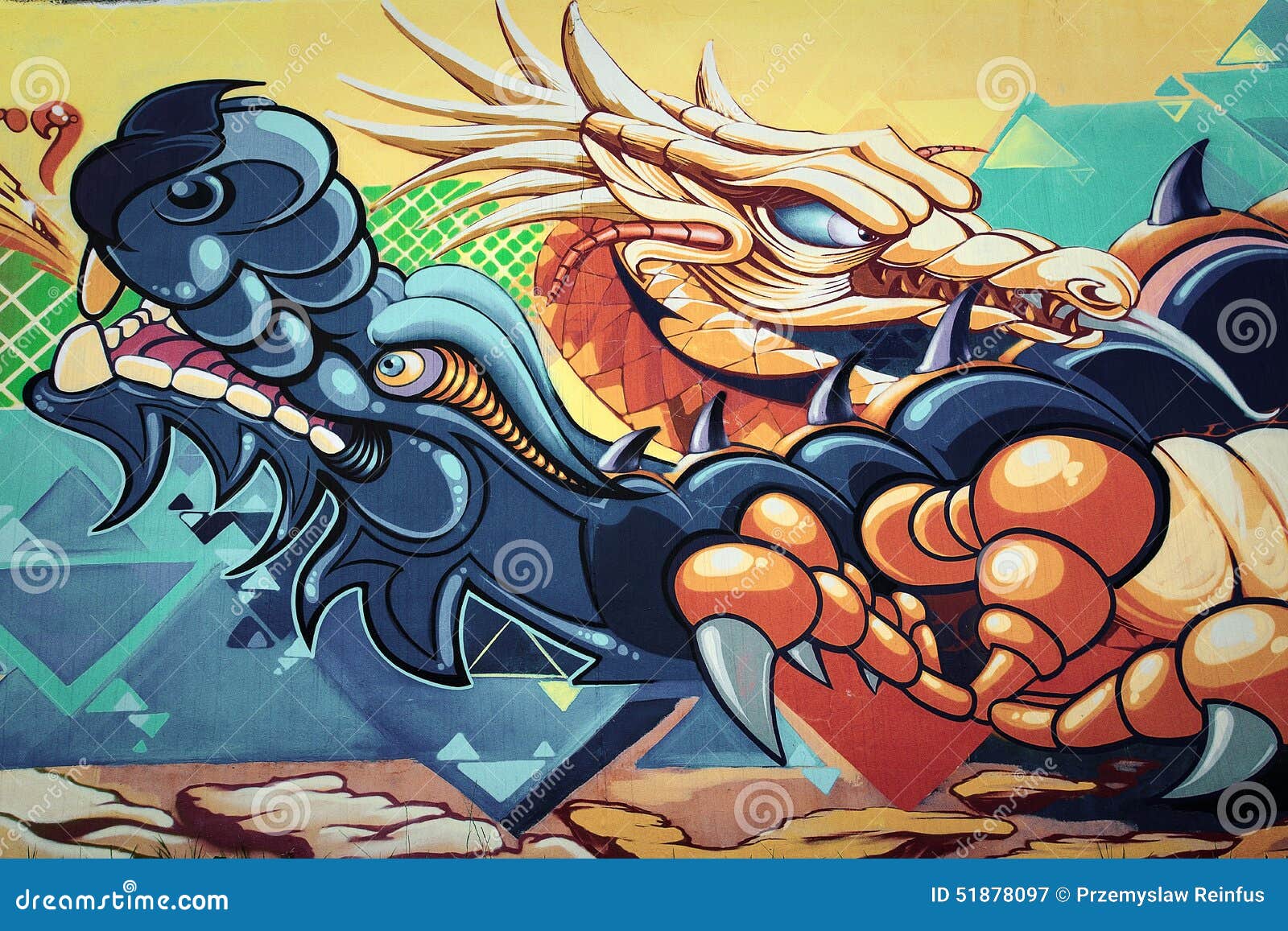 Graffiti - dragons photographie éditorial. Image of lettres - 51878097