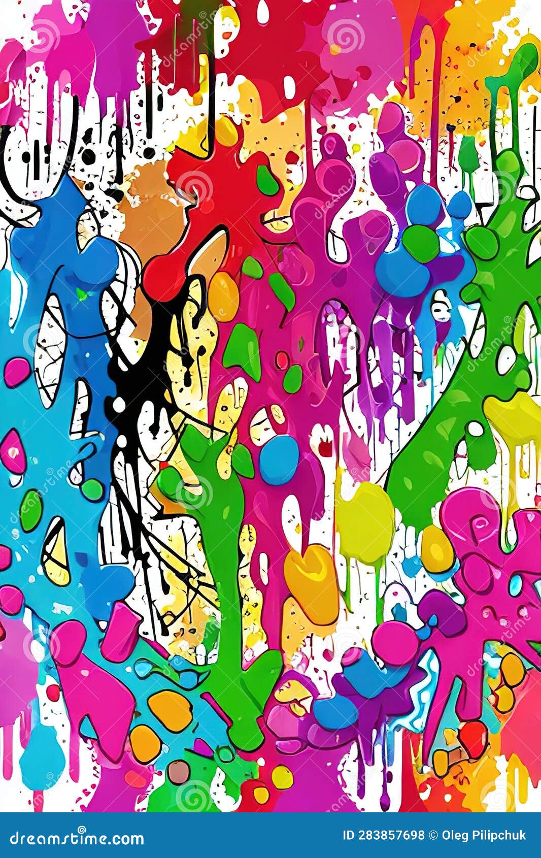 Graffiti, Dripping Paint, Spray Paint, Many Colors Watercolor Vector ...