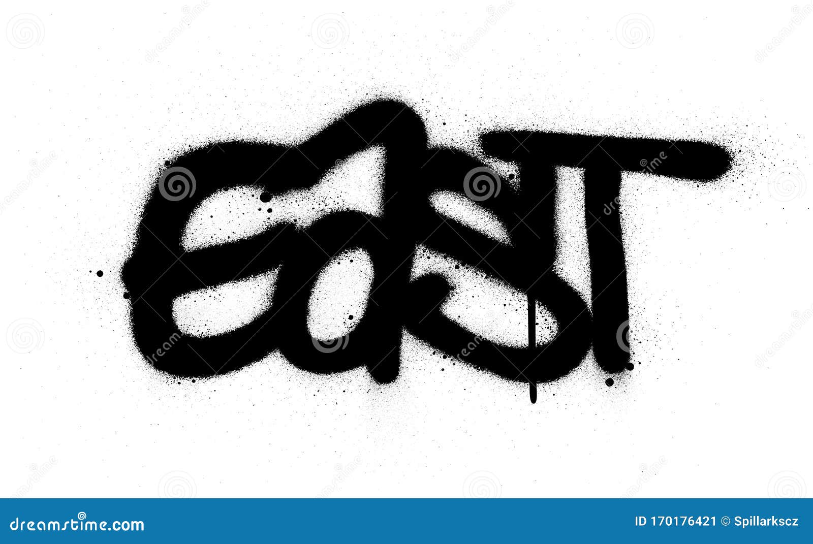 Graffiti East Word Sprayed in Black Over White Stock Vector ...