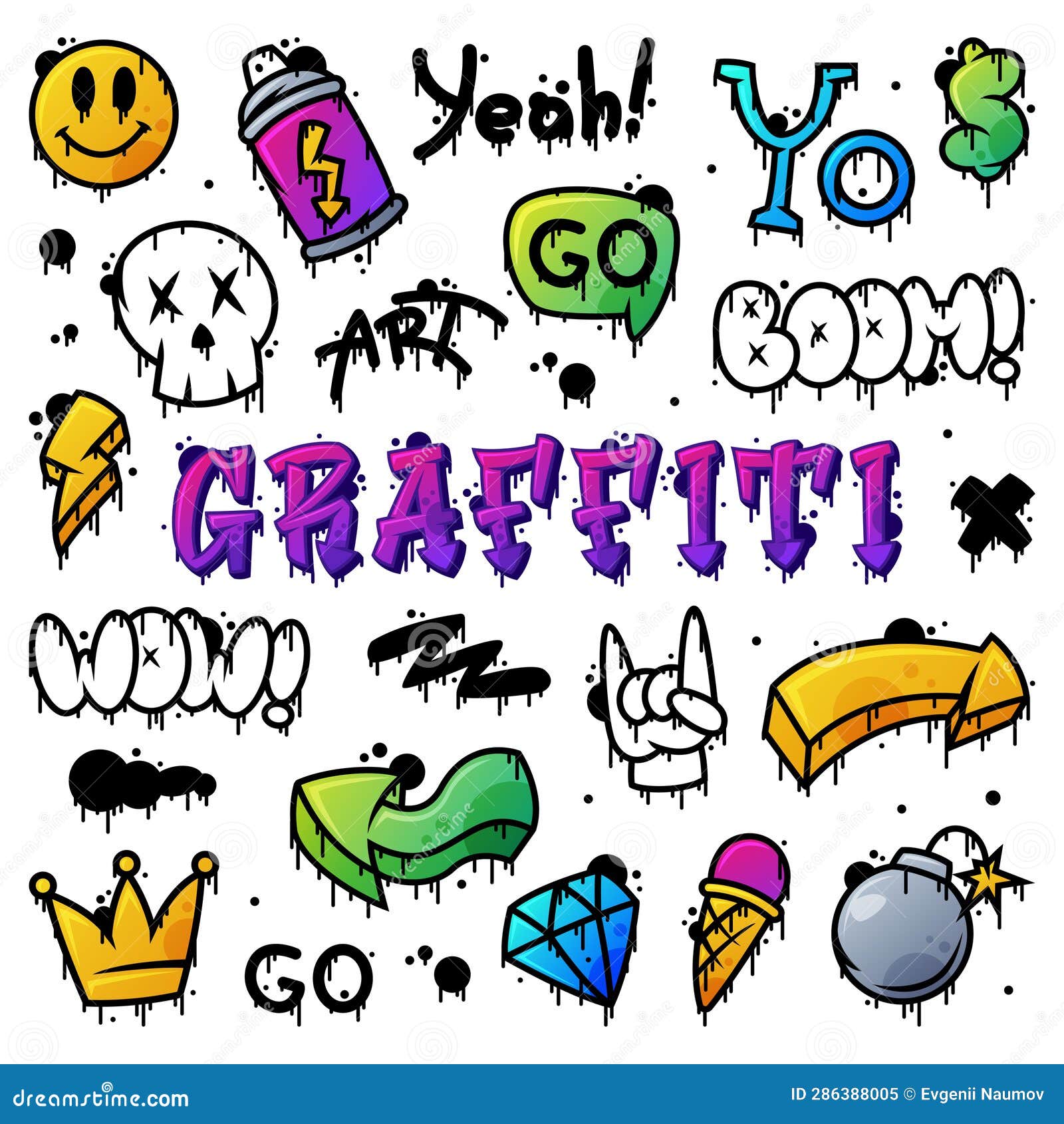 Graffiti Elements As Street Wall Painting Art Vector Set Stock Vector ...
