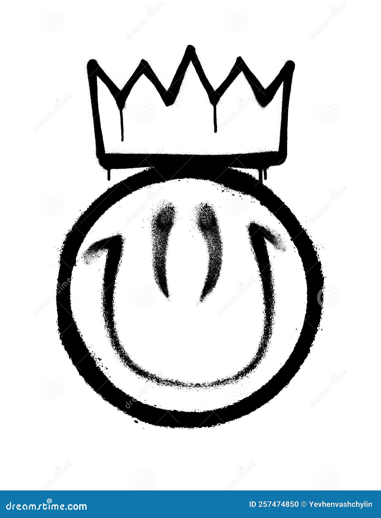 Graffiti Emoticon with Crown. Smiling Face Painted Spray Paint Stock ...