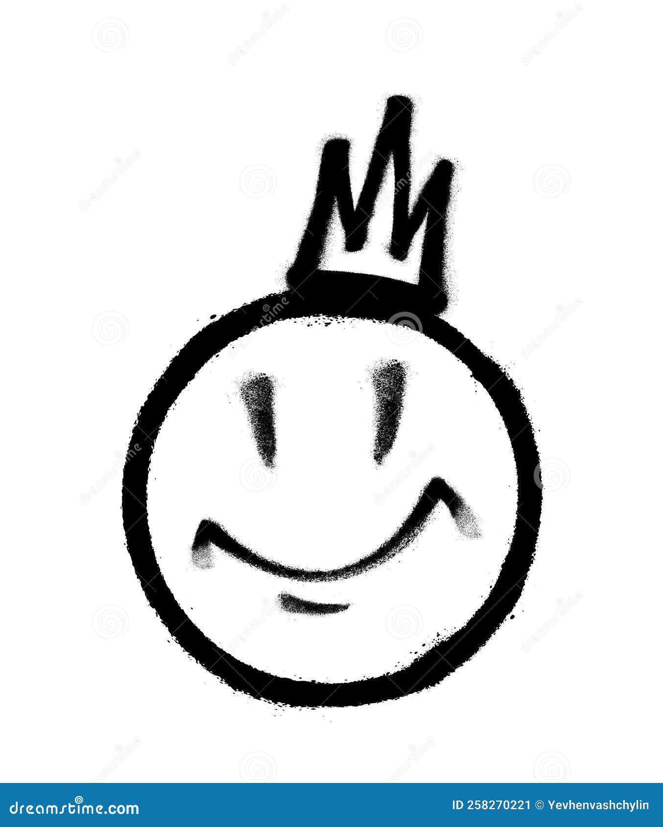 Graffiti Emoticon with Crown. Smiling Face Painted Spray Paint Stock ...