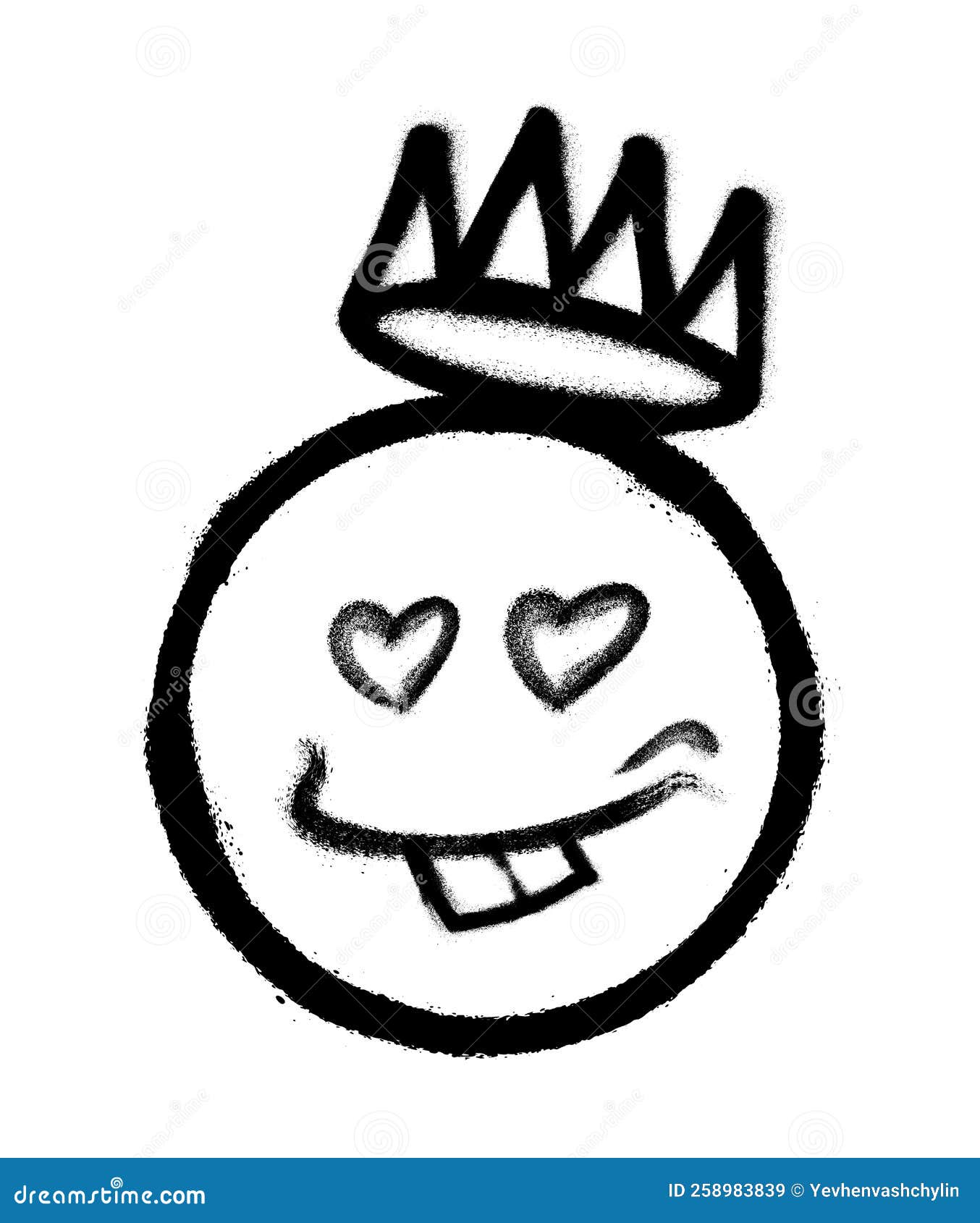 Graffiti Emoticon with Crown. Smiling Face Painted Spray Paint Stock ...