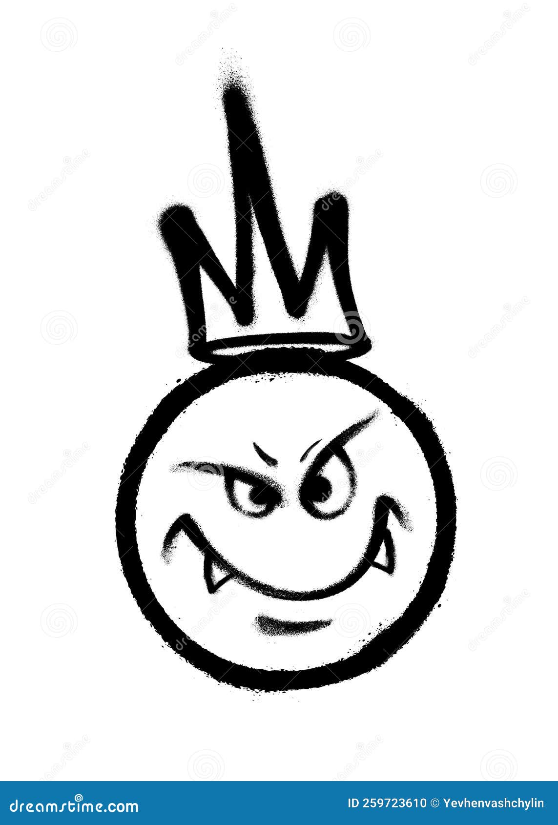 Graffiti Emoticon with Crown. Smiling Face Painted Spray Paint Stock ...