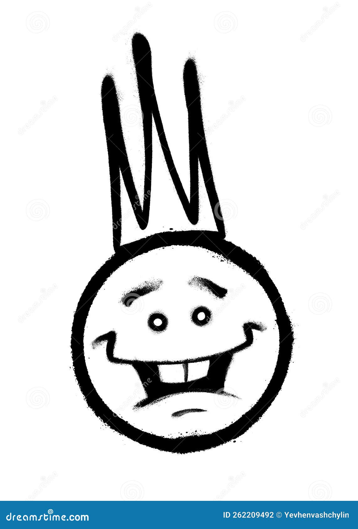 Graffiti Emoticon with Crown. Smiling Face Painted Spray Paint Stock ...