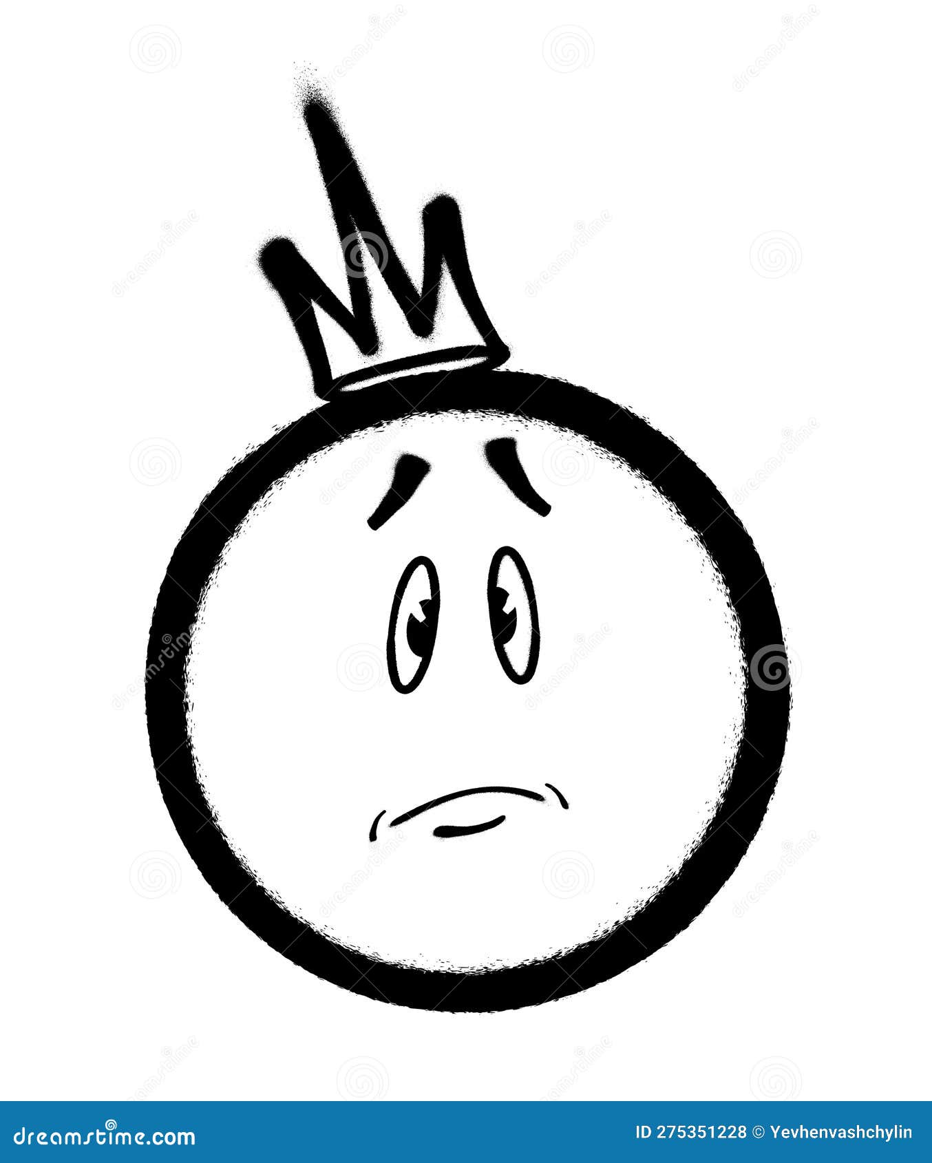 Graffiti Emoticon With Crown. Smiling Face Painted Spray Paint. Vector ...