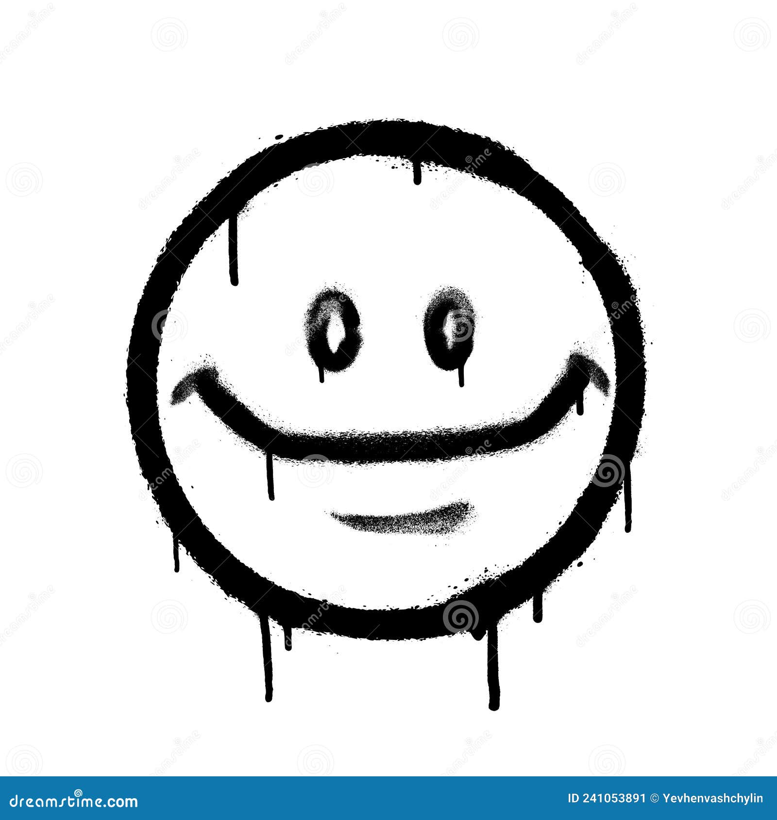 Graffiti Emoticon. Smiling Face Painted with Smudges of Spray Paint ...