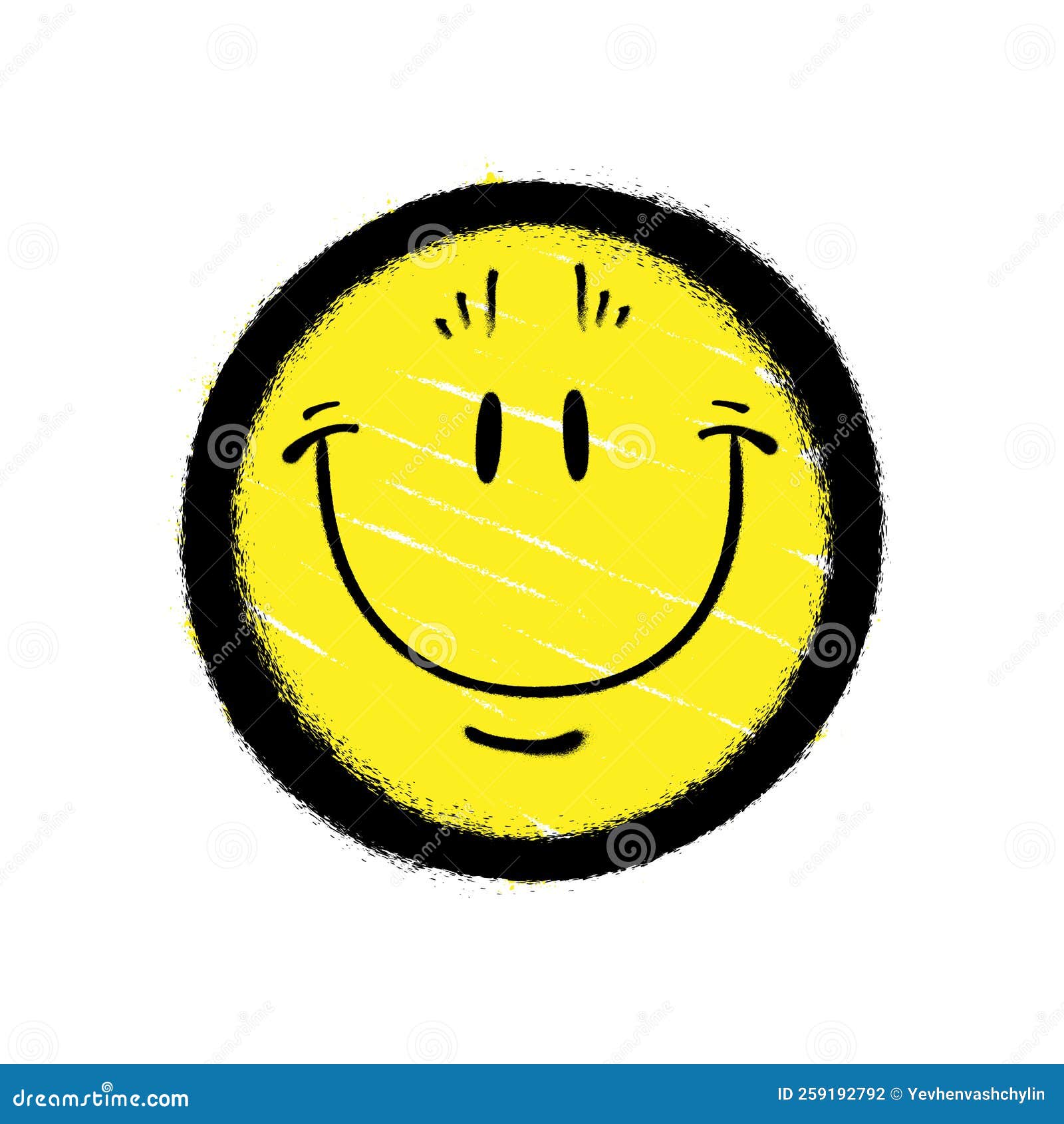 Graffiti Emoticon. Smiling Face Painted Spray Paint. Vector ...