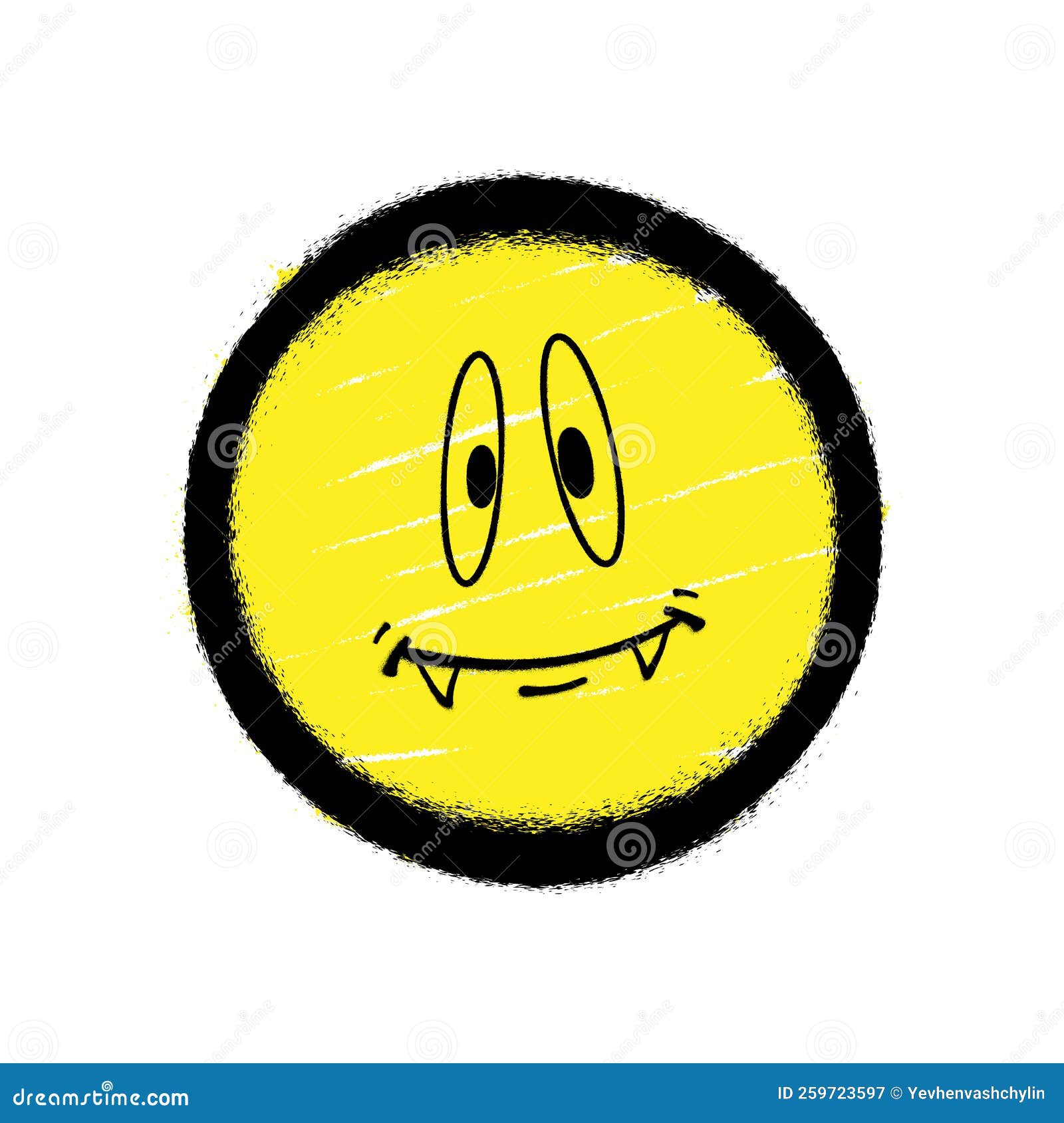 Graffiti Emoticon. Smiling Face Painted Spray Paint. Vector ...