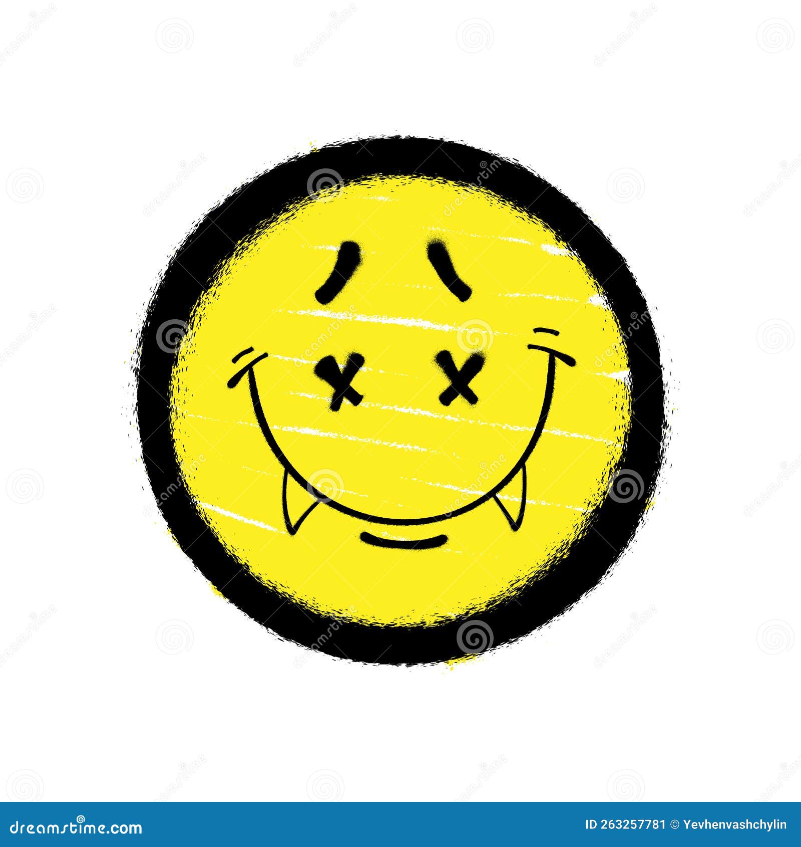 Graffiti Emoticon. Smiling Face Painted Spray Paint. Vector ...
