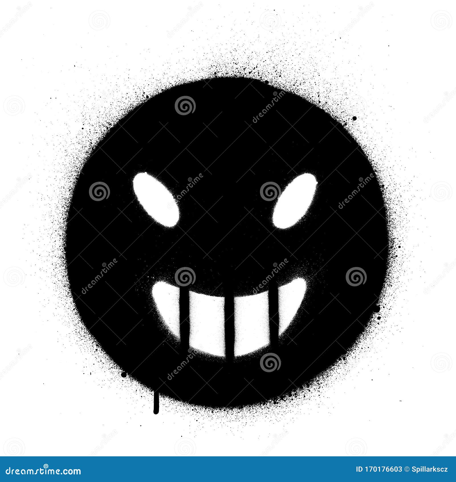 Graffiti Evil Smile Icon Sprayed in Black and White Stock Vector ...