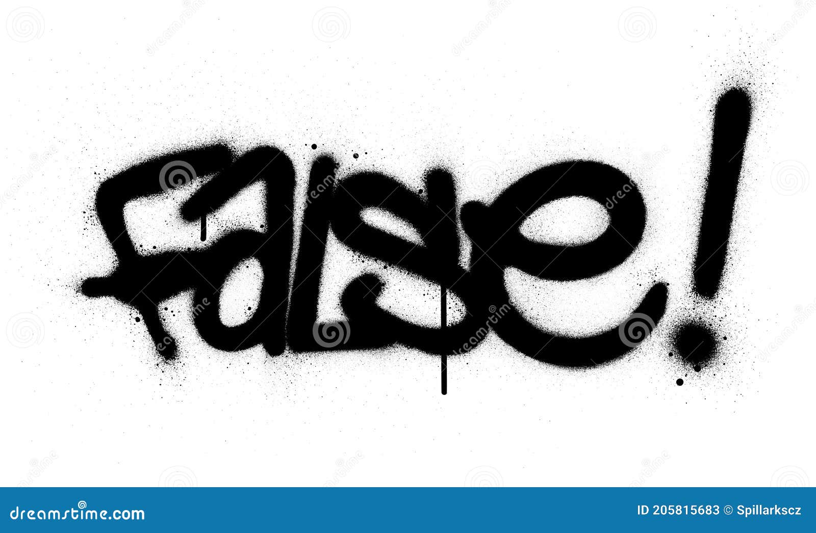 Graffiti False Word Sprayed in Black Over White Stock Illustration ...