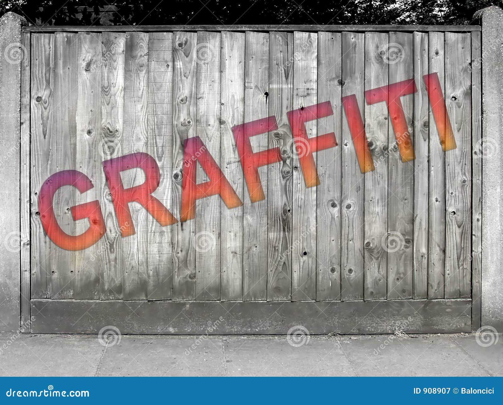 Graffiti fence gray stock illustration. Illustration of barrier - 908907