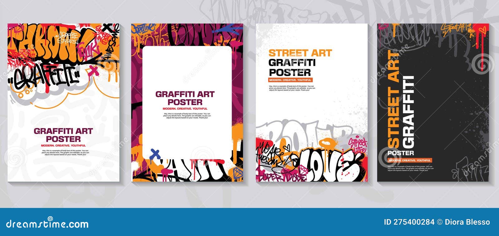 Modern Graffiti Art Poster or Flyer Design with Colorful Tags, Throw Up ...