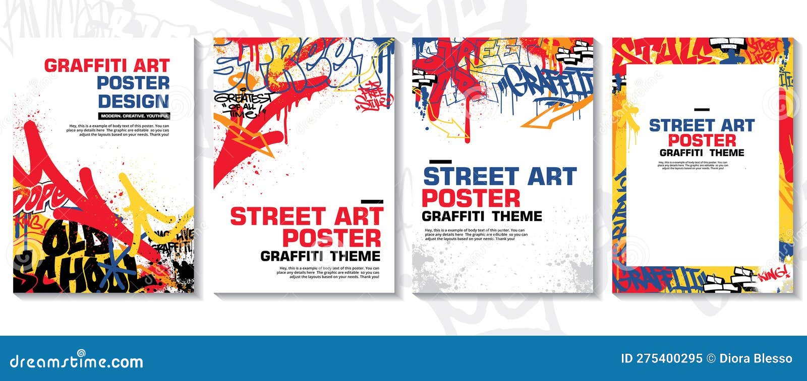 Modern Graffiti Art Poster or Flyer Design with Colorful Tags, Throw Up ...