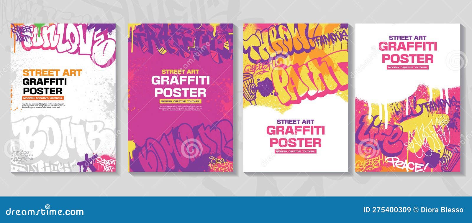 Modern Graffiti Art Poster or Flyer Design with Colorful Tags, Throw Up ...
