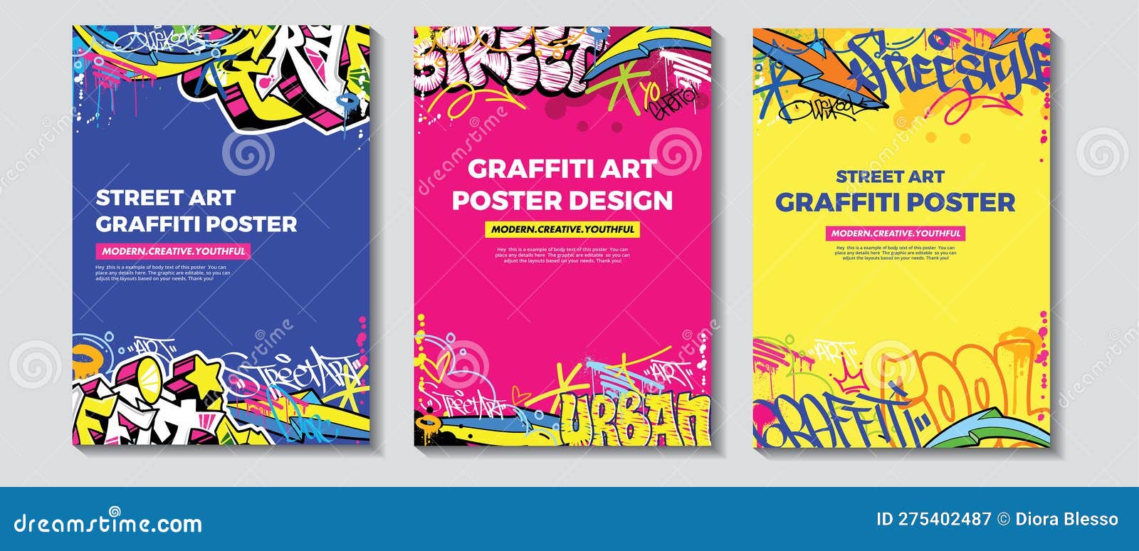 Modern Graffiti Art Poster or Flyer Design with Colorful Tags, Throw Up ...