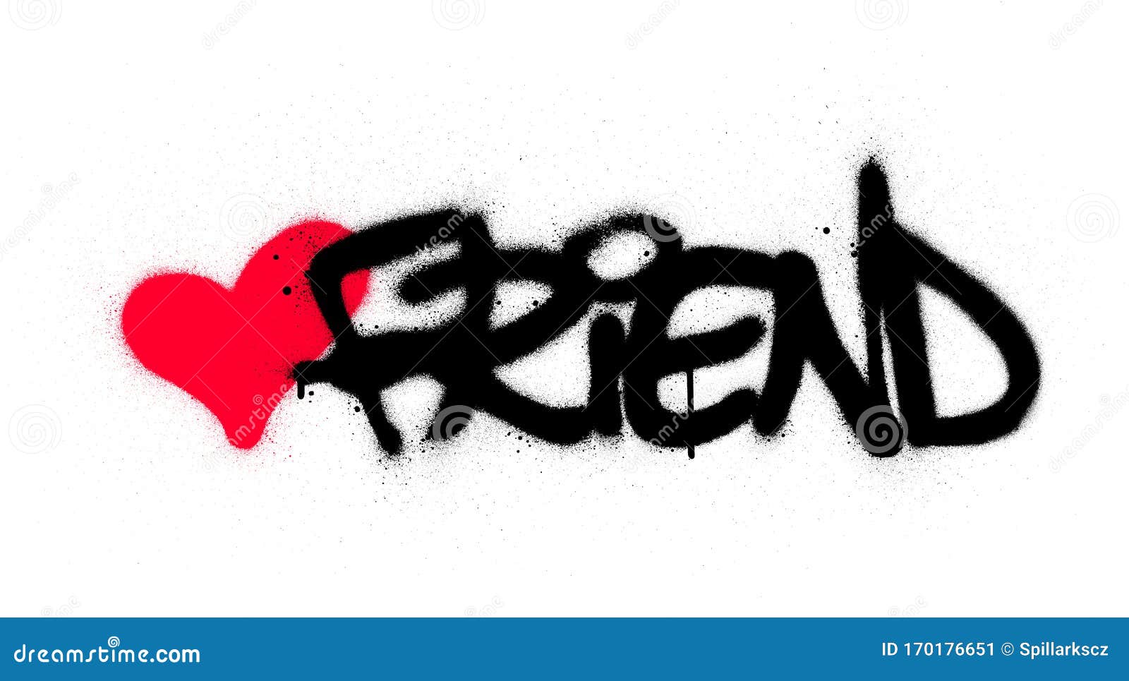 Graffiti Friend Word With Red Heart Sprayed Over White Cartoon Vector ...