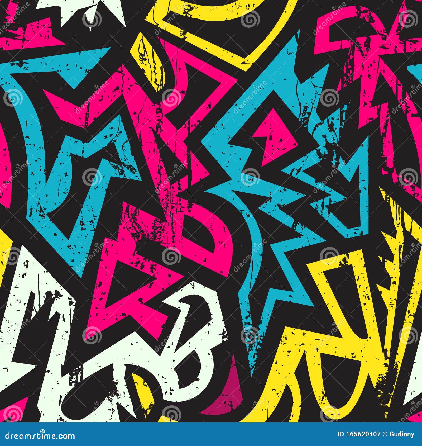 Graffiti Geometric Seamless Pattern Stock Vector - Illustration of ...