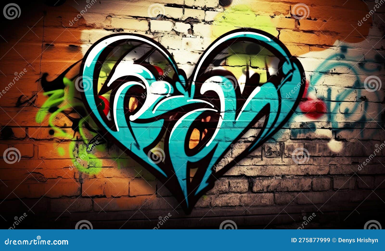 Graffiti Heart Symbol Represents Love in the City Creating Using ...