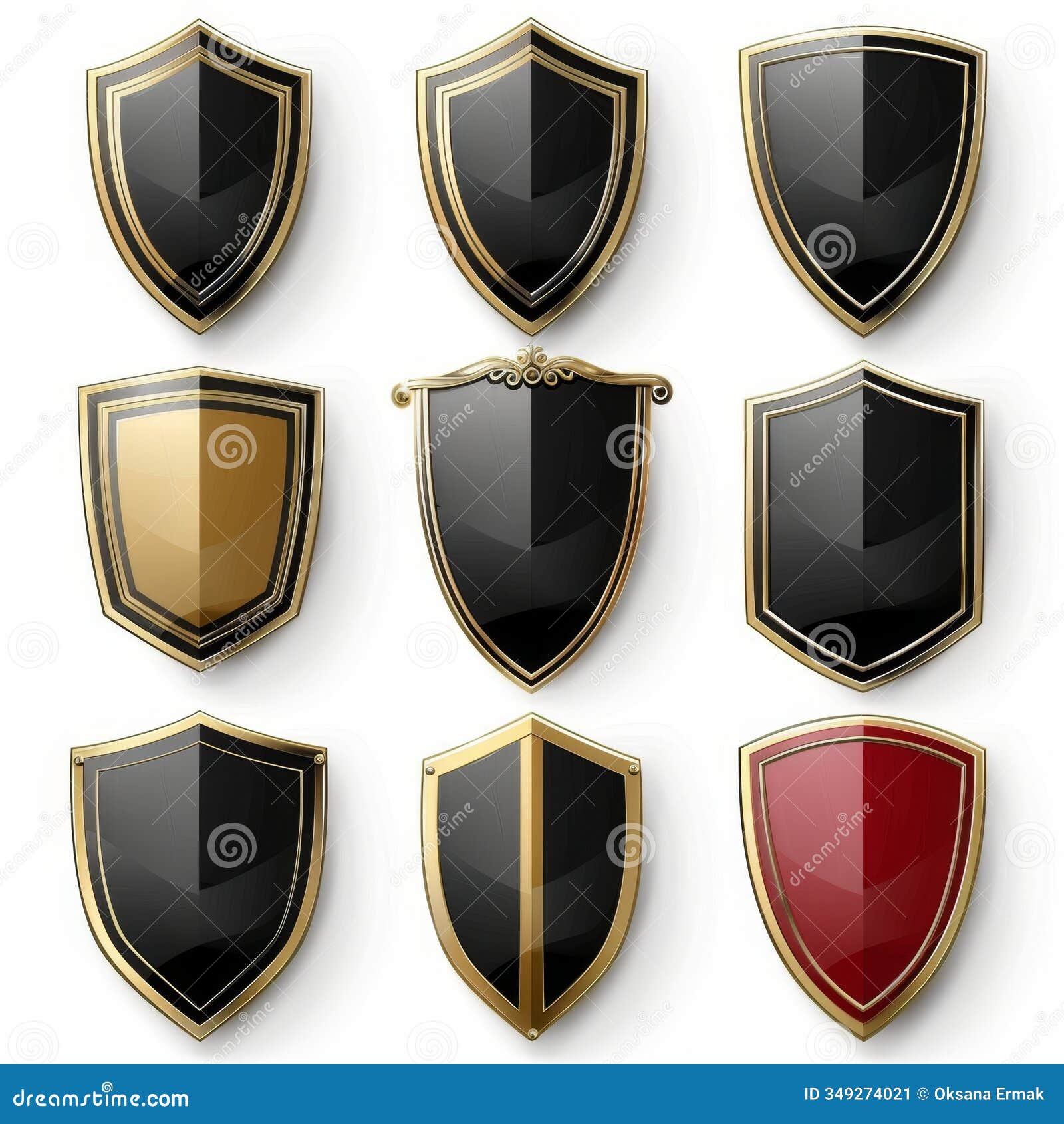 Graffiti Heraldic Shields Symbols, 3d Realistic Shields Collection ...