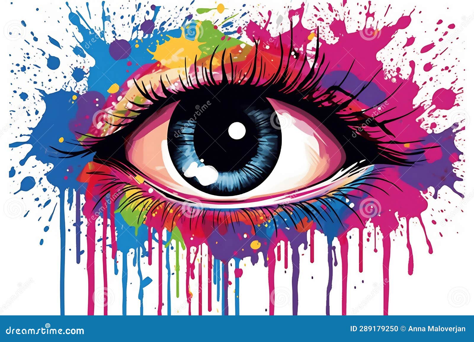 Graffiti with a Human Eye on the Wall with a Splash, Color Art Stock ...