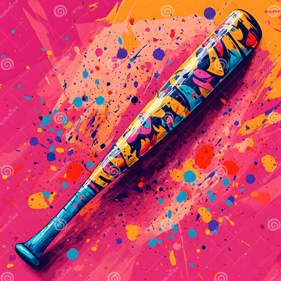 Graffiti-Inspired Baseball Bat Vector with Bold Geometric Design Stock ...
