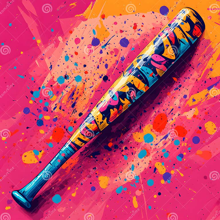 Graffiti-Inspired Baseball Bat Vector with Bold Geometric Design Stock ...