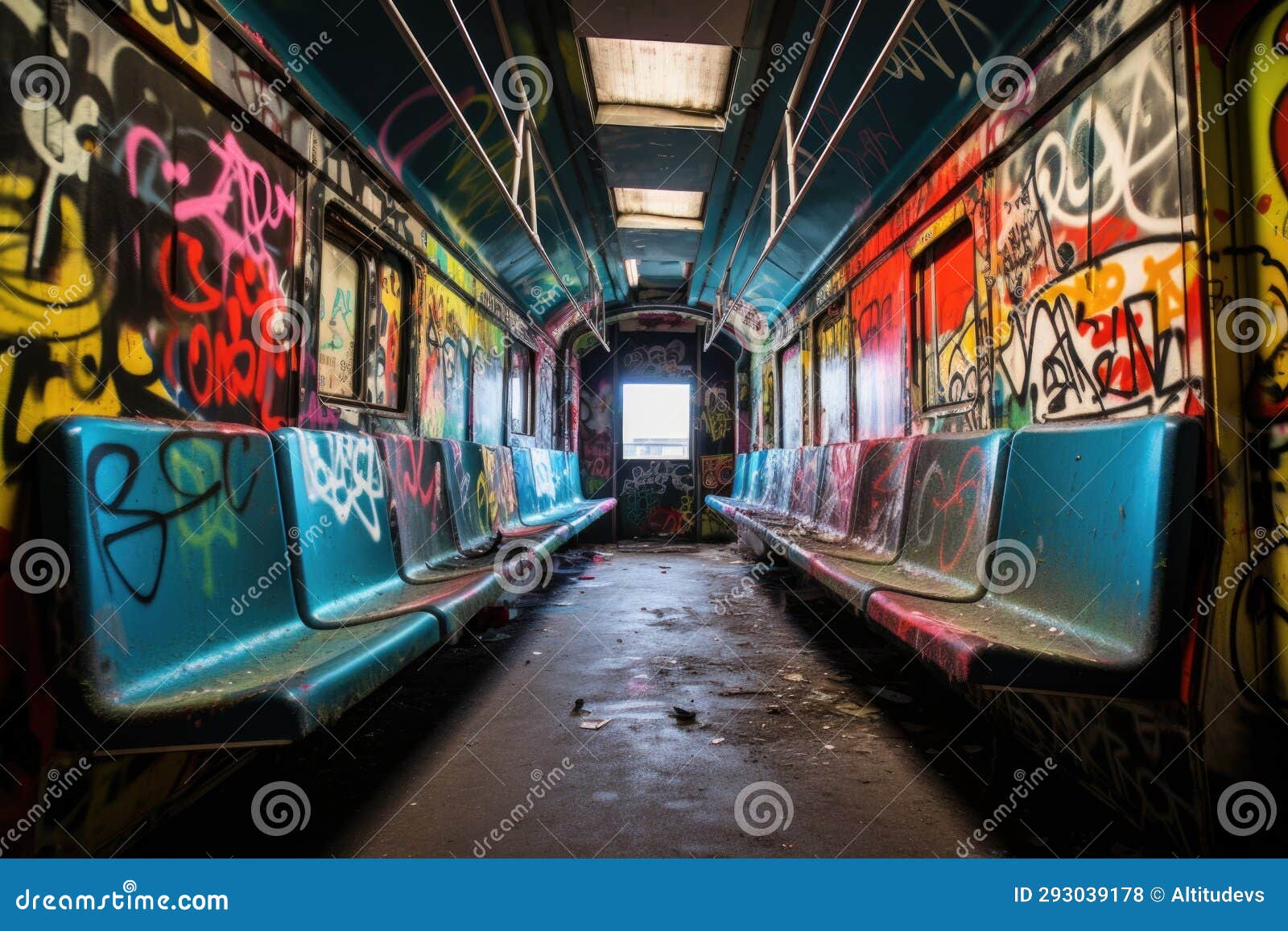 Graffiti on the Interior of a Train Carriage Stock Illustration ...