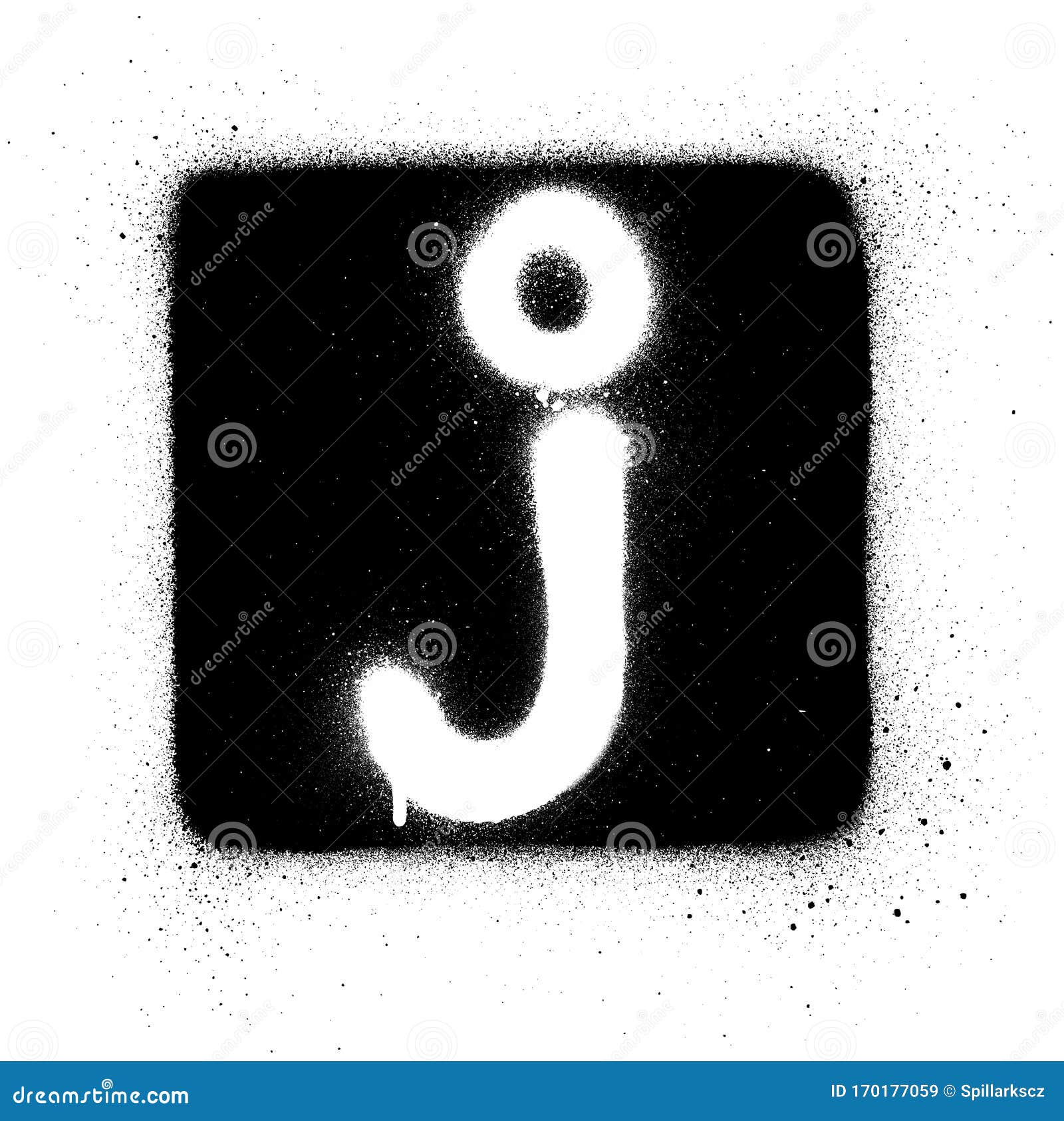 Graffiti J Font Sprayed in White Over Black Square Stock Vector ...