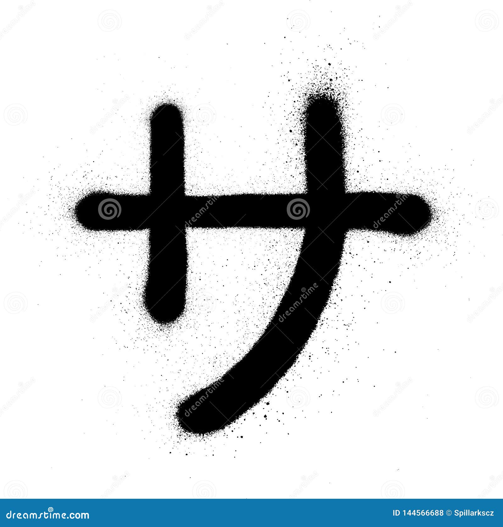 Graffiti Japanese TSU Character Sprayed In Black Over White Cartoon ...