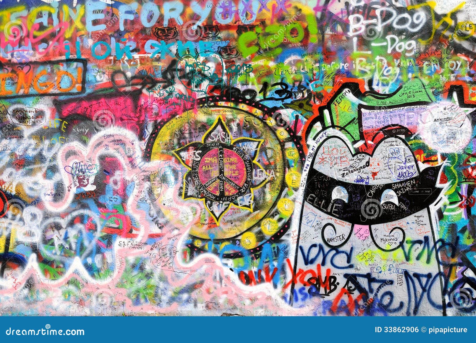 Graffiti at the John Lennon Wall in Prague Editorial Photo - Image of ...