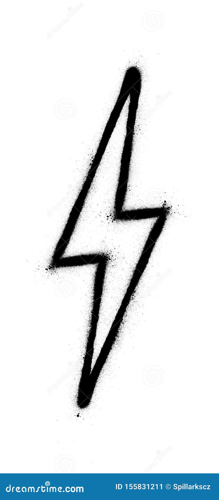 Graffiti Lightning Symbol Sprayed in Skinny Line Black Over White Stock ...