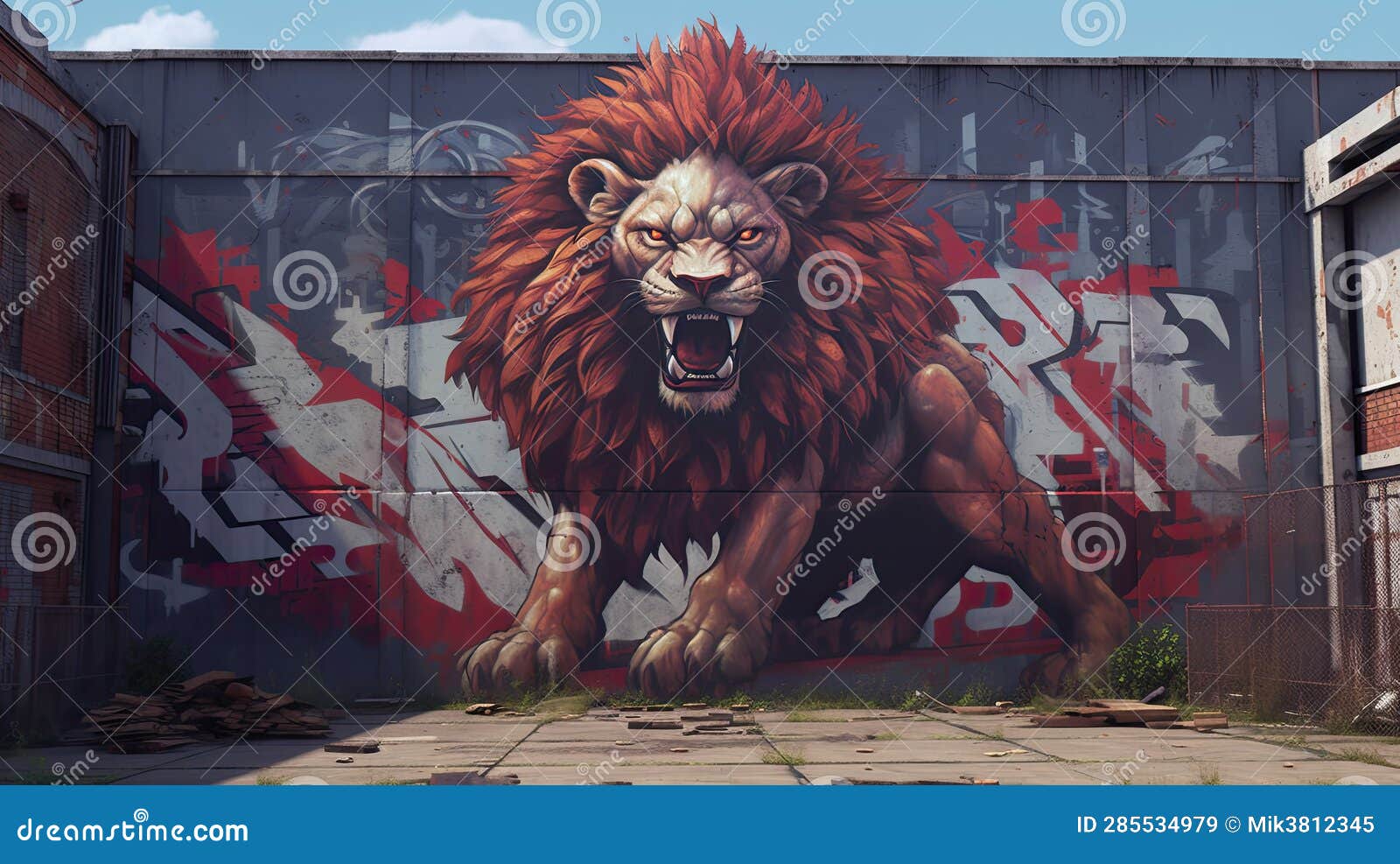 Graffiti With Lion On The Wall With Splash Royalty-Free Stock Photo ...