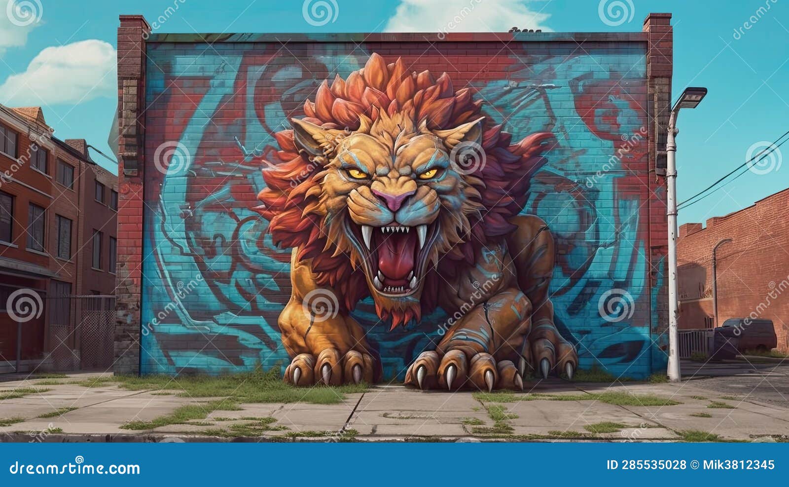 Graffiti With Lion On The Wall With Splash Royalty-Free Stock Photo ...