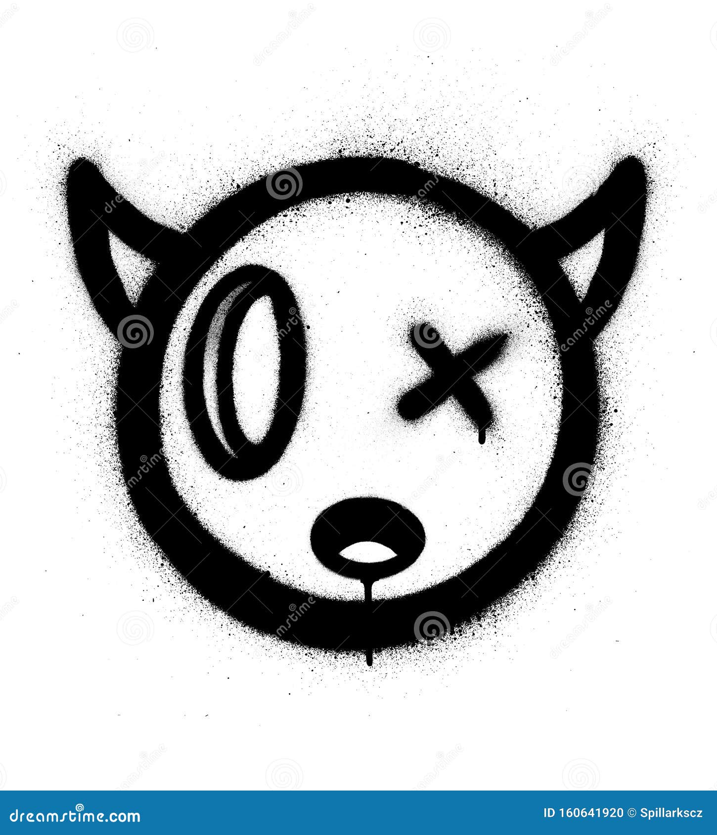 Graffiti Little Devil Icon Sprayed in Black Over White Stock Vector ...