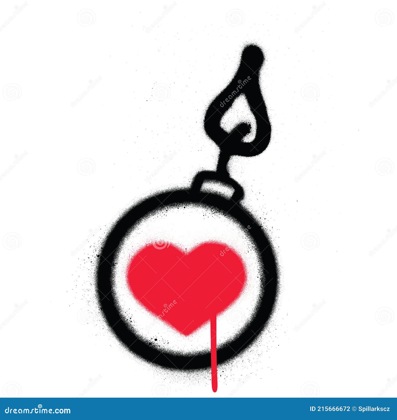 Graffiti Love Bomb Sprayed Over White Stock Illustration - Illustration ...