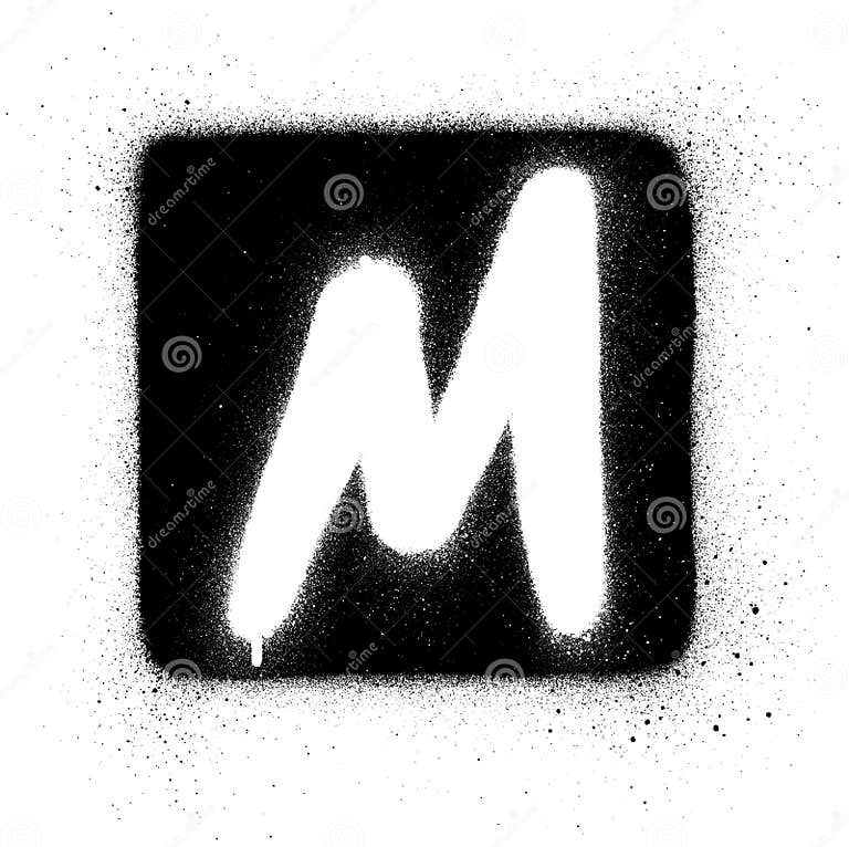 Graffiti M Font Sprayed in White Over Black Square Stock Vector ...