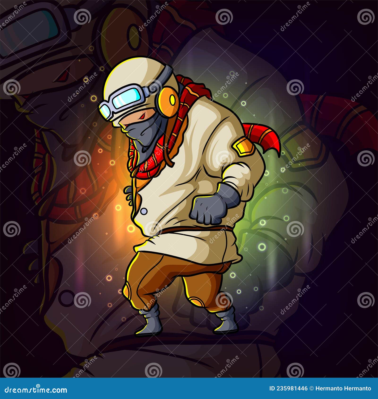 The Graffiti Man Is Standing With A Stance Esport Logo Design Vector ...