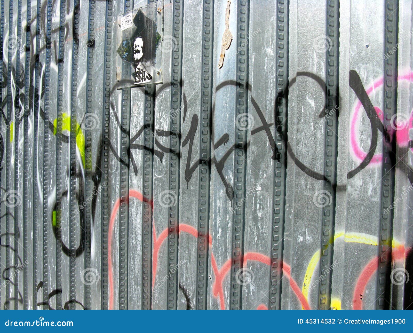 Graffiti on metal fence stock photo. Image of grit, angles - 45314532